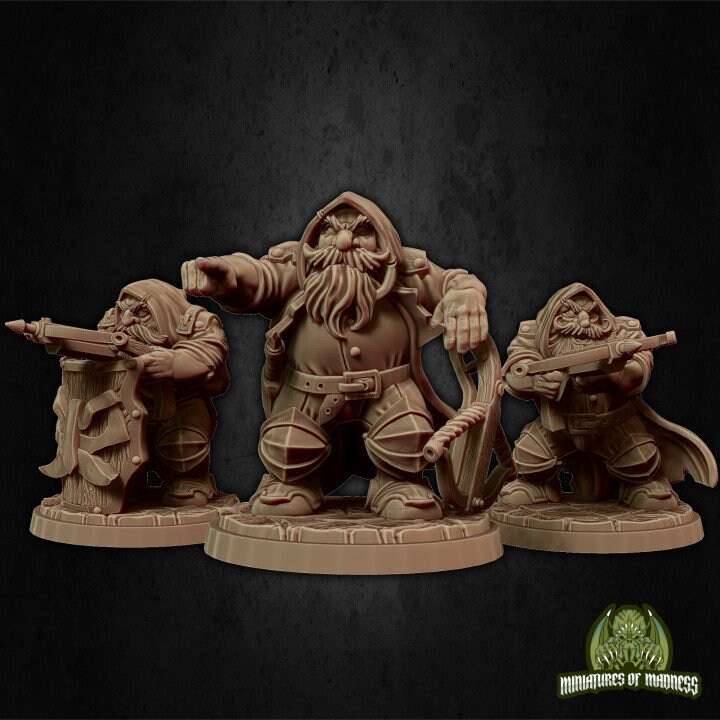 Set of 3 Dwarf Crossbow Rangers Dnd Pathfinder Tabletop Gaming Hold My ...