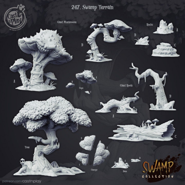 Swamp Terrain Set Dnd Pathfinder Sigmar Frostlands Castnplay 28mm and ...