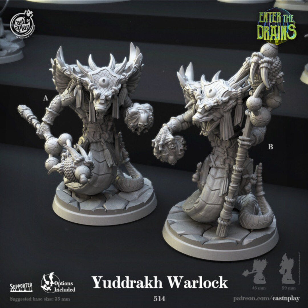 Yuddrakh Warlock Snake Folk Miniature | Dnd | Pathfinder | Castnplay ...