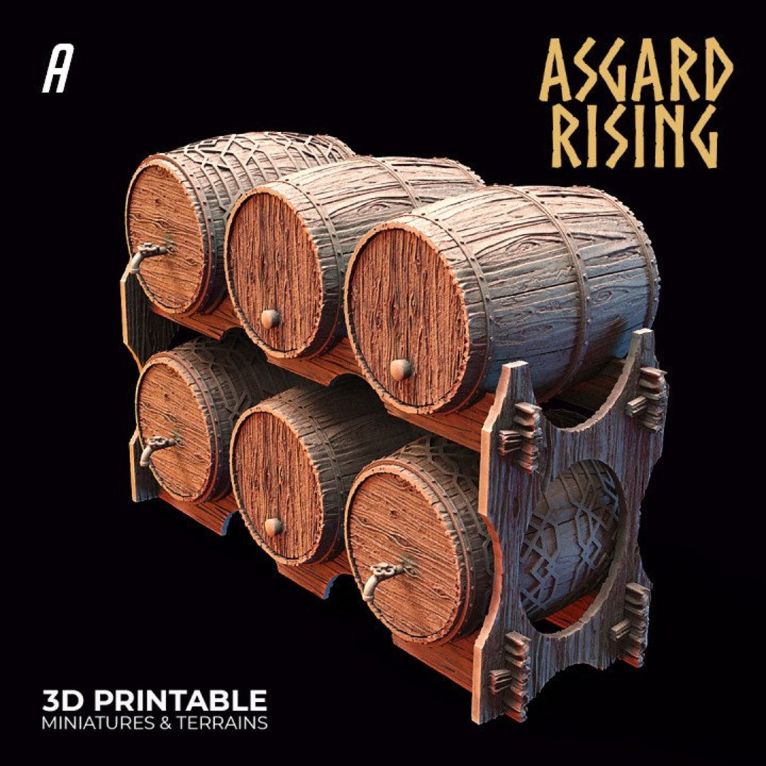 Stack of Aged Wooden Drink Barrels Terrain Miniature | Perfect for D&D ...