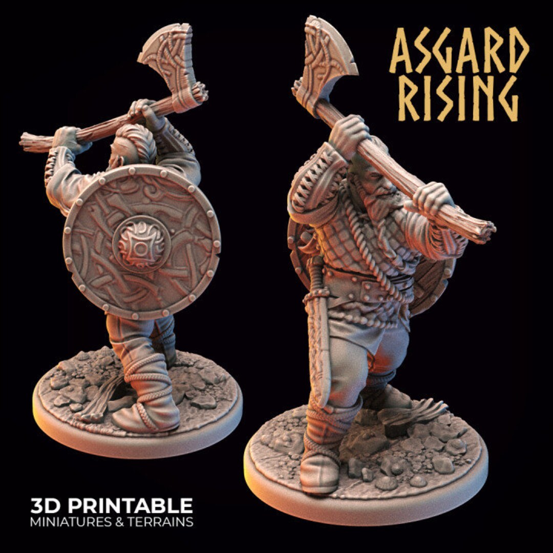 Male Viking Shieldman Miniature | Perfect for D&D, Pathfinder, 5E, and ...