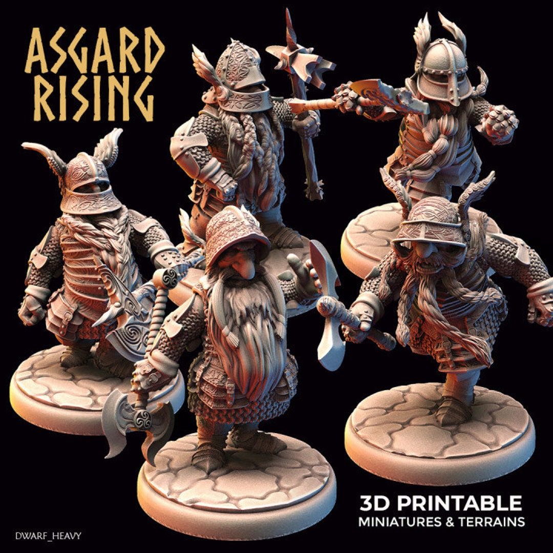 Set of 5x Dwarf Armored Axemen | Perfect for D&D, Pathfinder, 5E, and ...