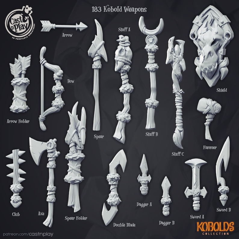 Kobold Weapons Pack for 28mm Scale Miniatures and Kitbashing Perfect ...