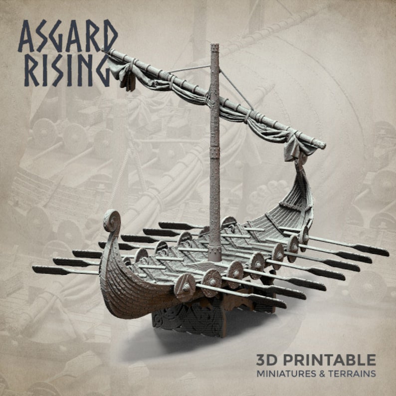 Snekkja - Viking Longship Scale Model | Perfect for D&D, Pathfinder, 5E ...