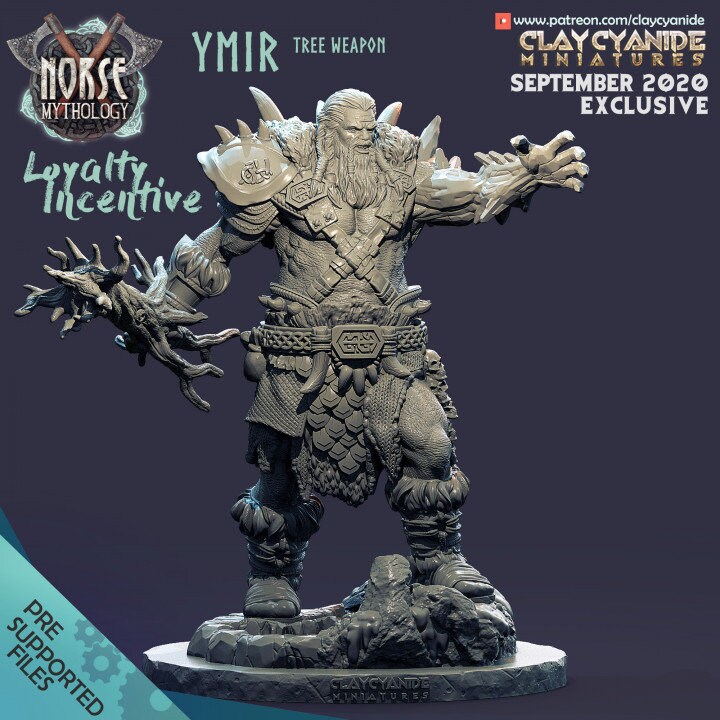 Ymir Giant With Tree Mace Dnd Pathfinder Clay Cyanide - Etsy