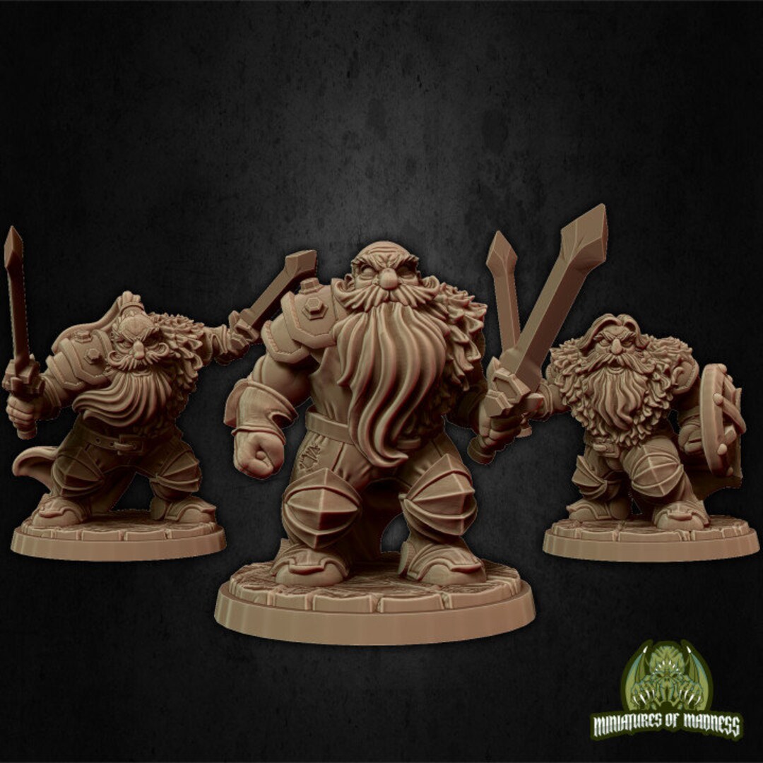 Set of 3 Dwarf Swordsmen | Dnd | Pathfinder | Tabletop Gaming | Hold My ...