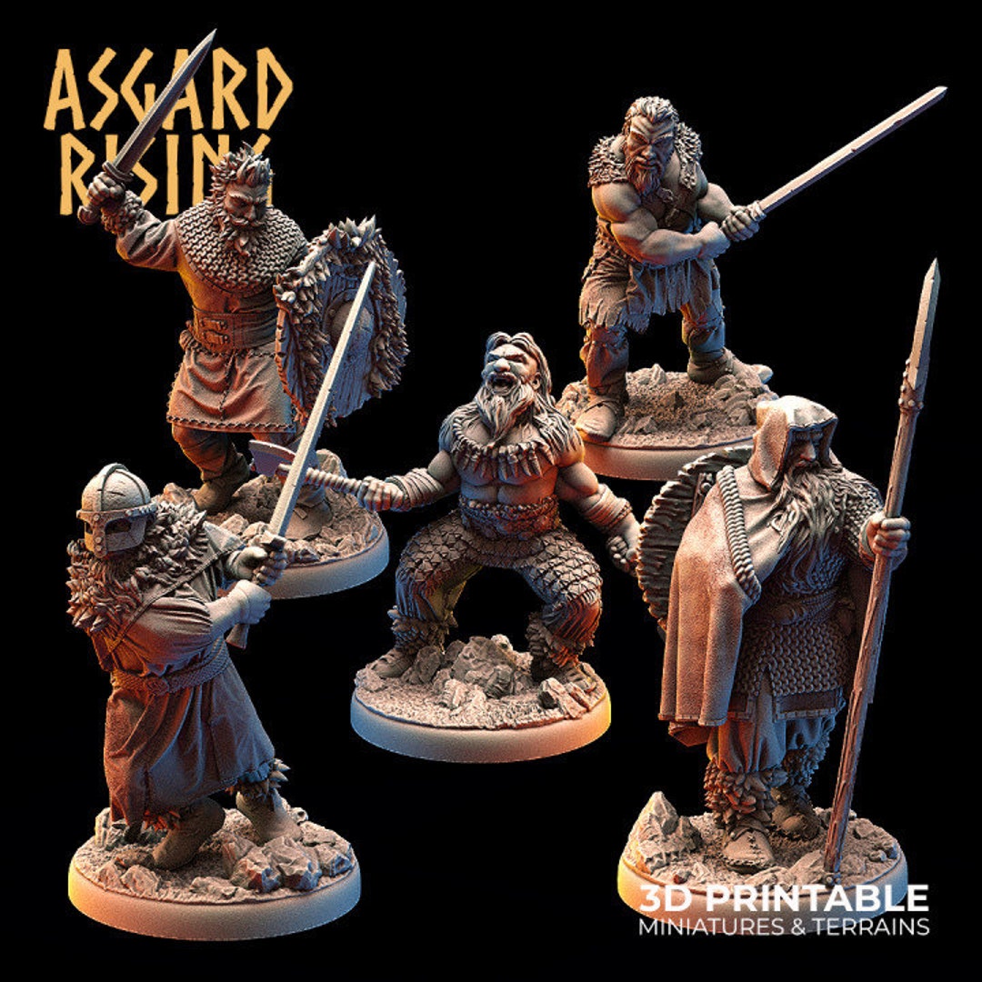 Set of 5x Male Barbarian Warriors | Vikings | Perfect for D&D ...