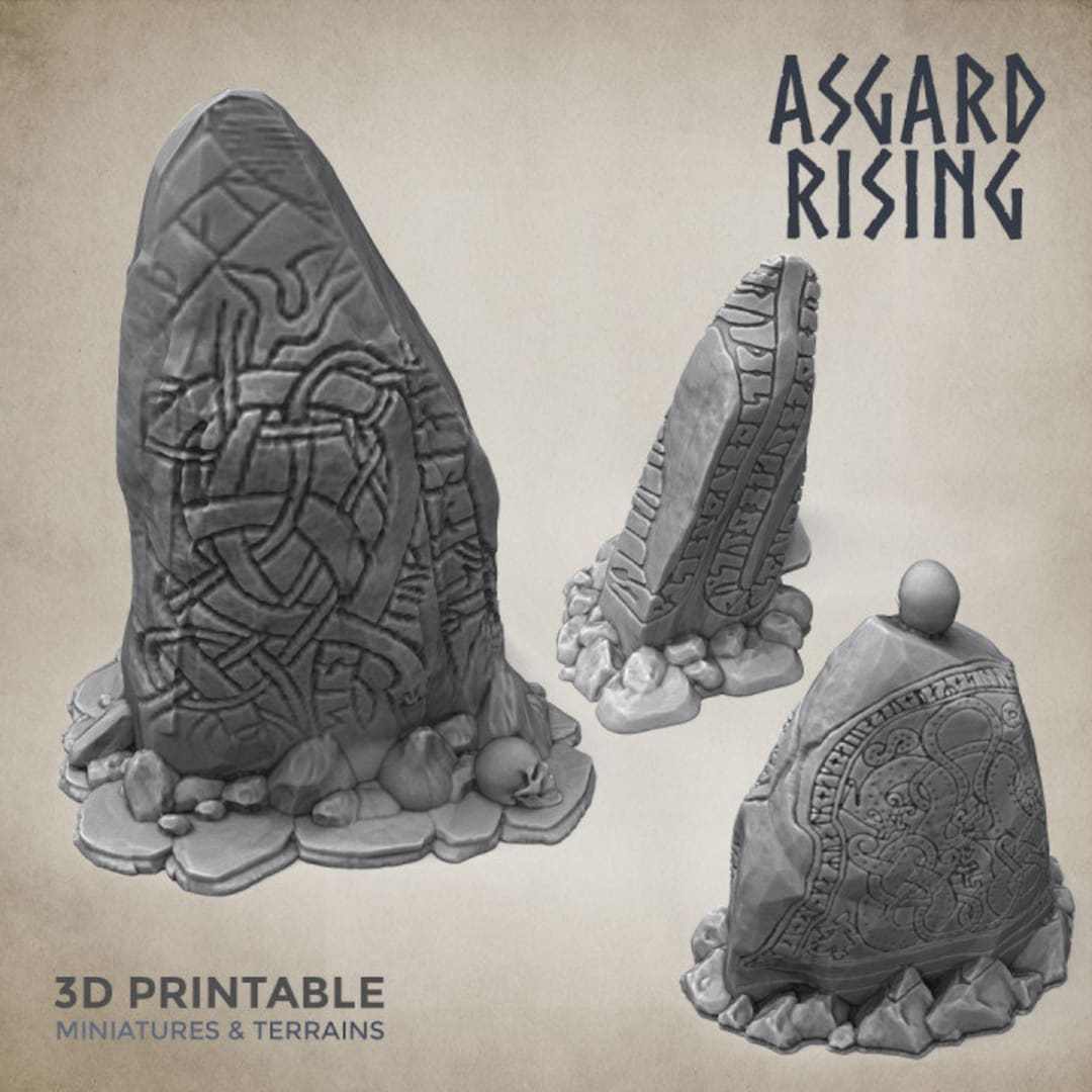 Carved Rune Boulder Mini Set Perfect for D&D, Pathfinder, 5E, and Other ...