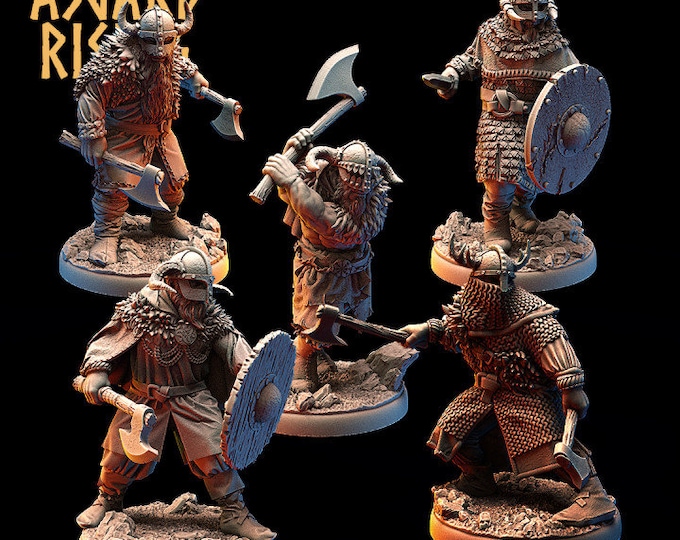 Set of 5x Male Barbarian Warriors White Bear Clan Vikings Perfect for D ...