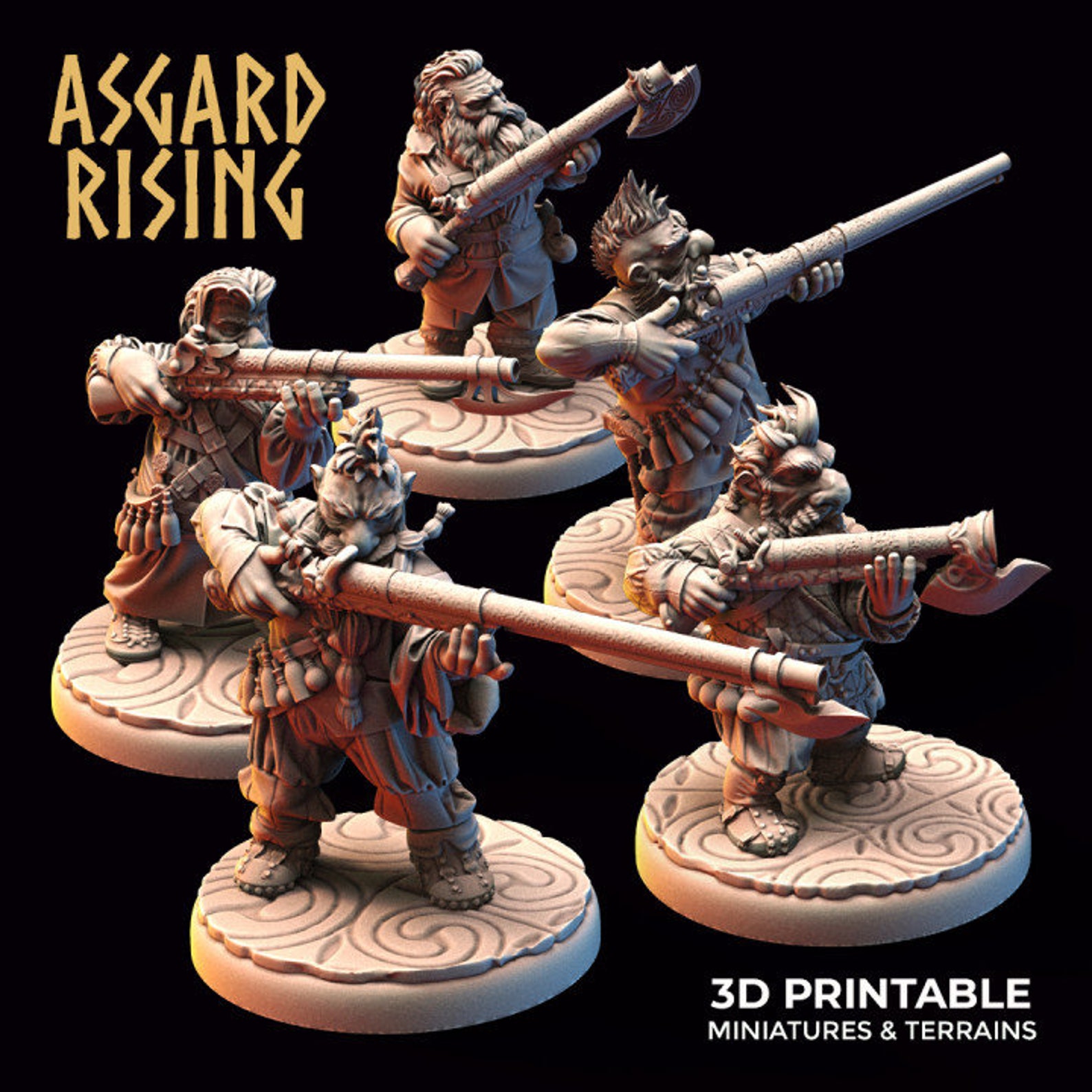 Set of 5x Dwarf Musket Riflemen Soldiers | Perfect for D&D, Pathfinder ...