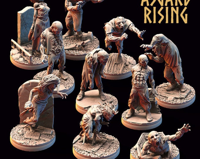 Set of 10x Zombie Horde Perfect for D&D, Pathfinder, 5E, and Other 28mm ...