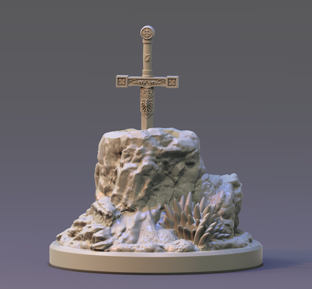 Excalibur Sword in Stone Miniature Scenery Dnd Pathfinder Sigmar ...