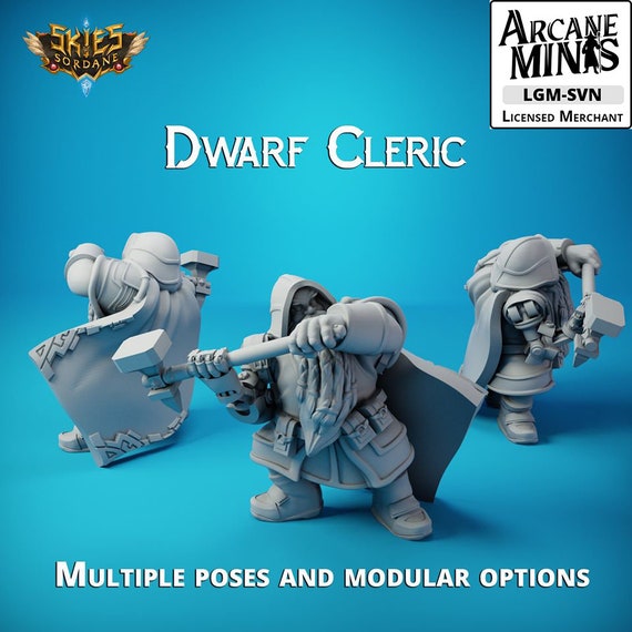 FAST SHIPPING Male Dwarf Cleric Miniature Skies of Sordane | Etsy