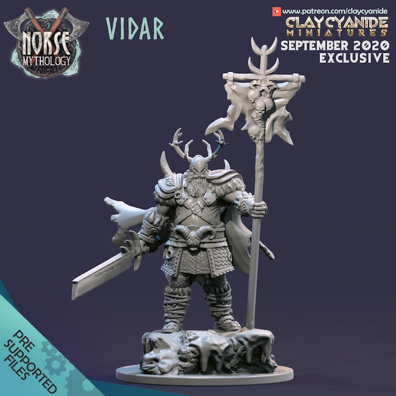 Vidar Norse God of Vengeance Dnd Pathfinder Vikini Miniature Asgard ...