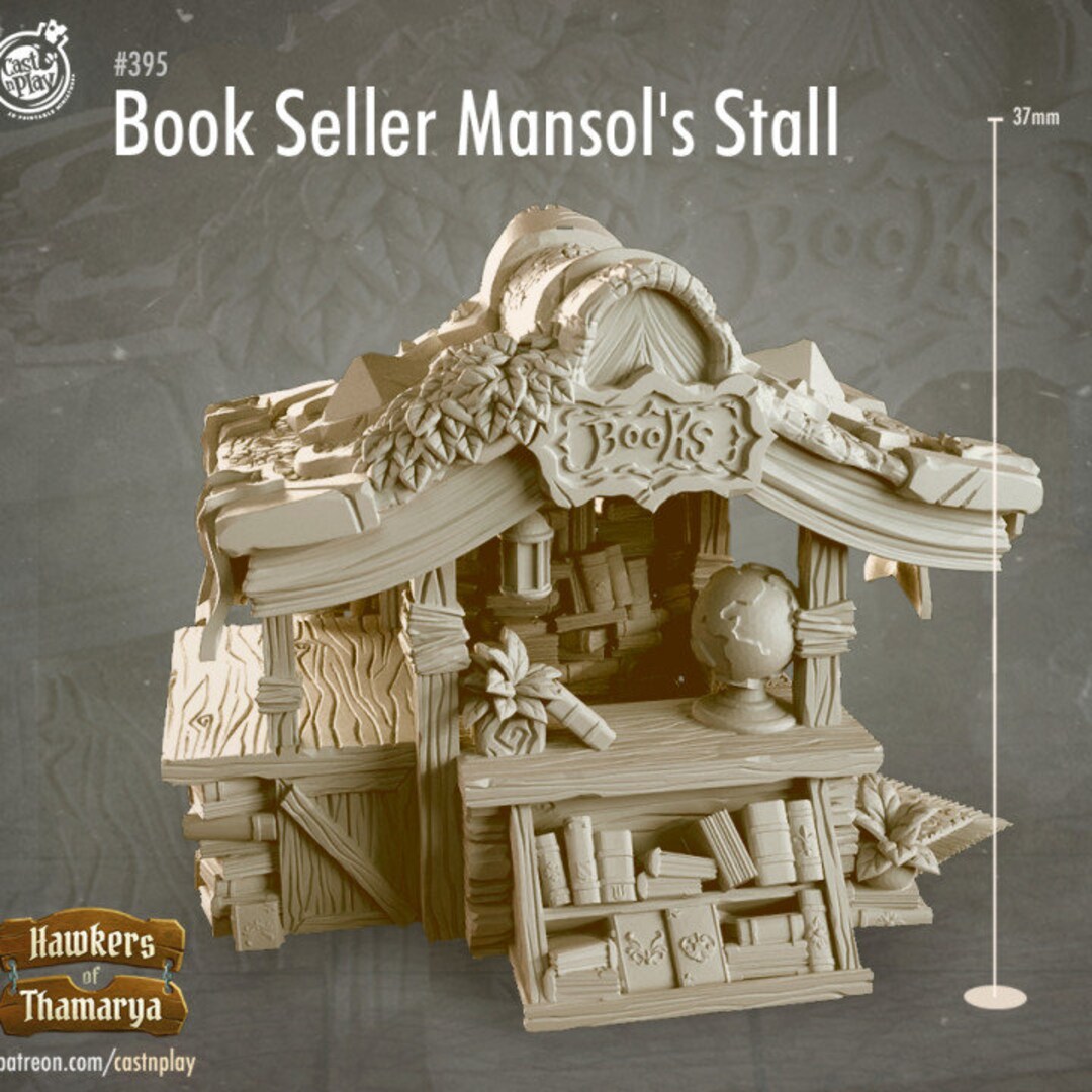 Book Merchant Stall Terrain Dnd Pathfinder Sigmar - Etsy