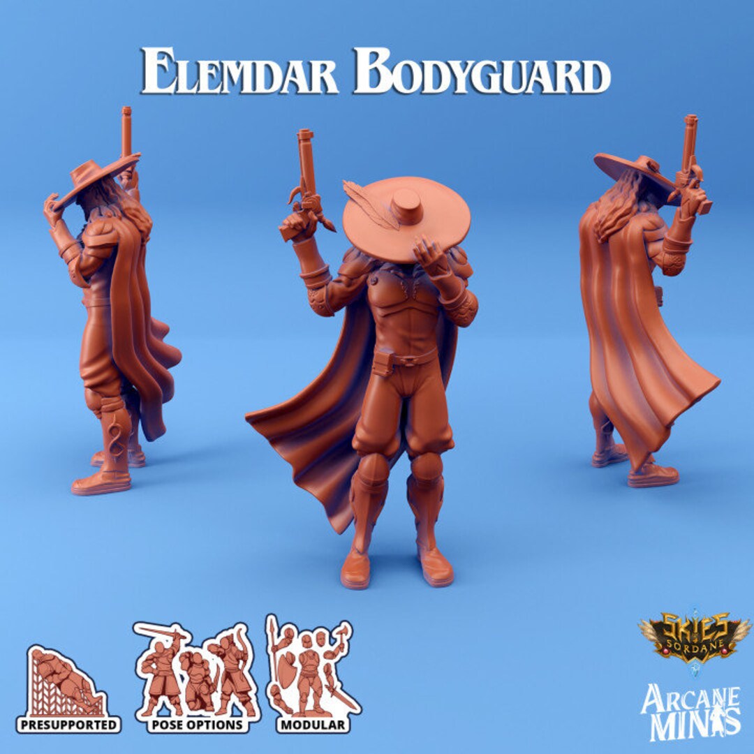 Human Bodyguard 32mm Scale Miniature | Skies of Sordane | Dnd ...