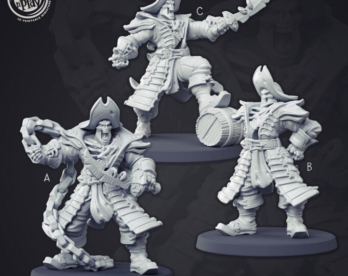 Undead Pirate Captain Dnd Pathfinder Sigmar Castnplay 28mm and 32mm ...