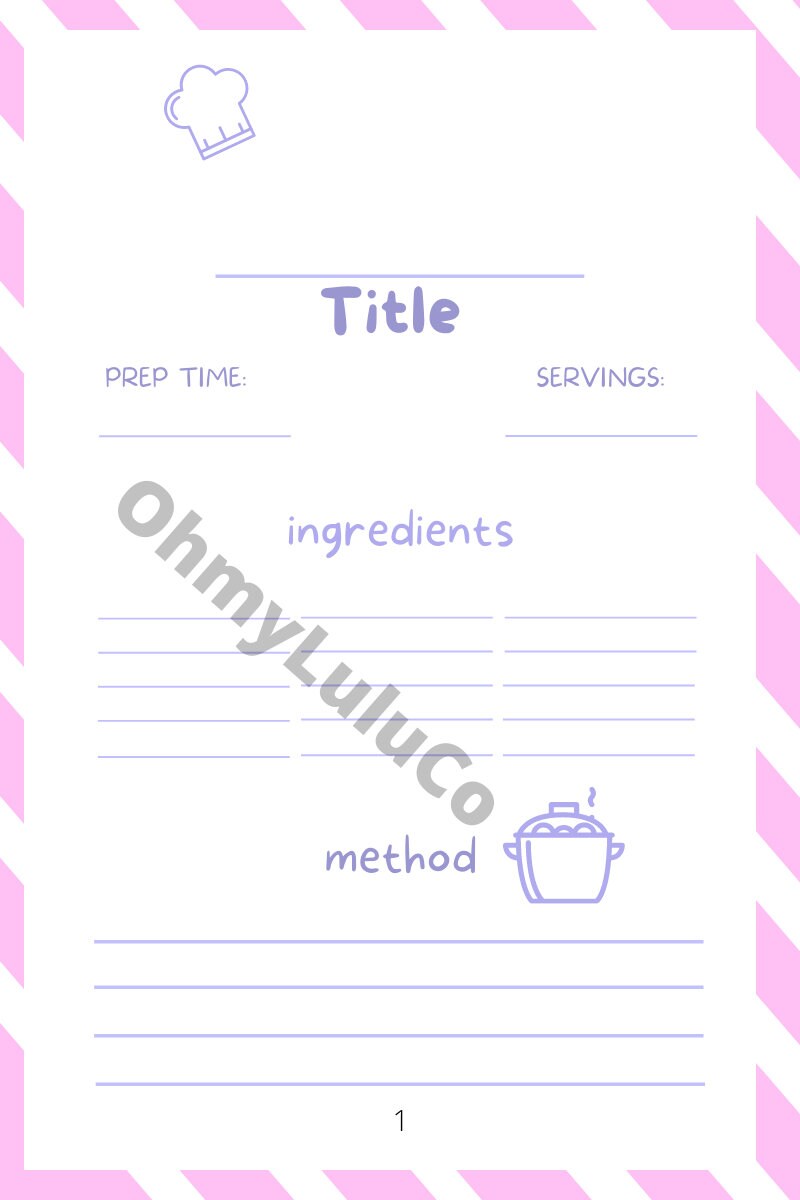 PRINTABLE Mama's Cooking Book Paper Size Journal Recipe Organizer Hand ...
