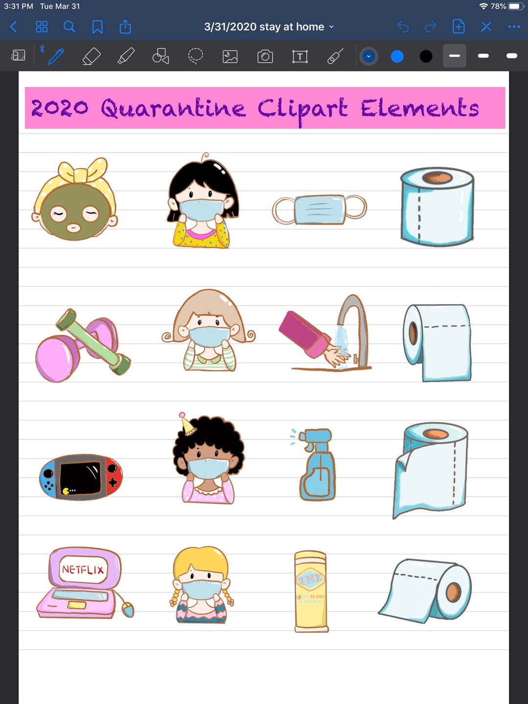 Quarantine 2020 Clipart, Digital Art Clipart Bundle, Design Elements ...