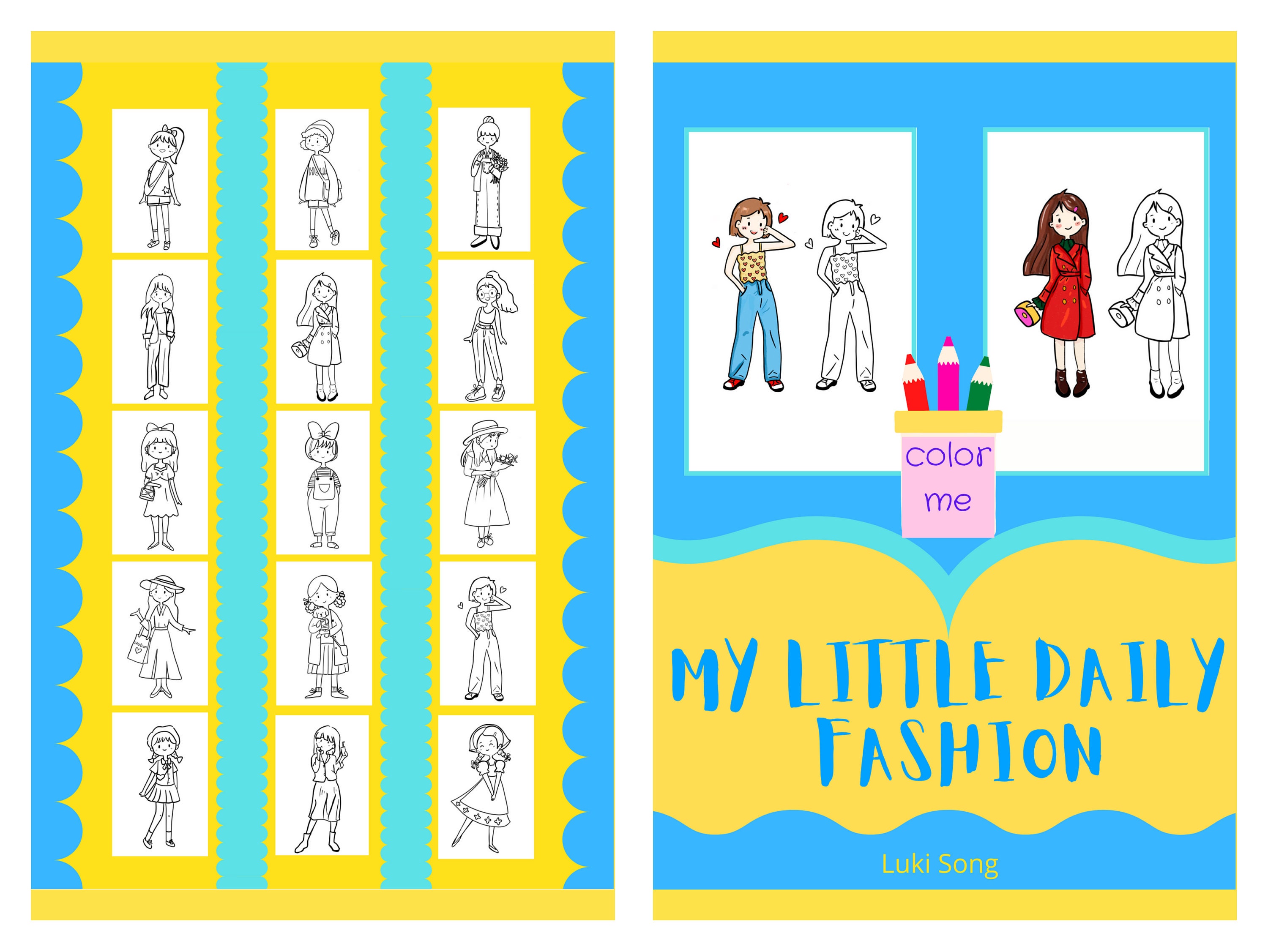 PRINTABLE Kids Coloring Book - My Little Daily Fashion - Hand Drawn Art ...