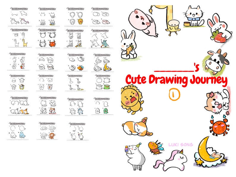 PRINTABLE My Cute Drawing Journey Step-by-stey guide Hand - Etsy Italia