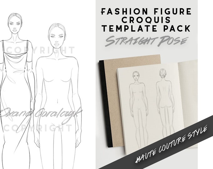 WOMEN'S 8-HEAD FIGURE Template Fashion Vector Sketch Womenswear Fashion ...