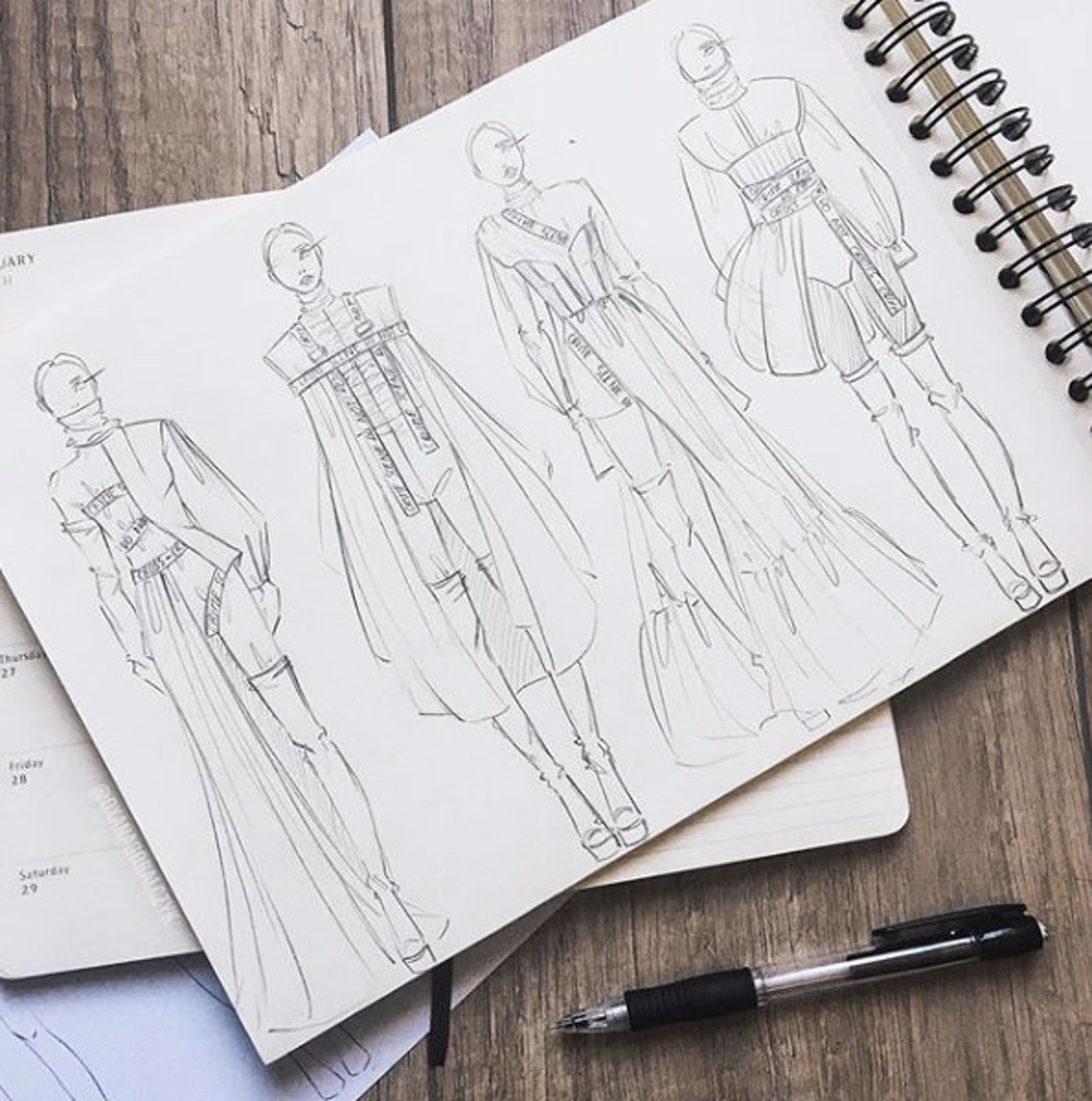 Fashion Sketch Template Front and Back Straight Pose female - Etsy