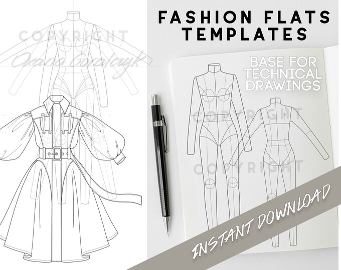 Fashion Flats Body Template FEMALE Fashion Figure Template, Flat Sketch ...