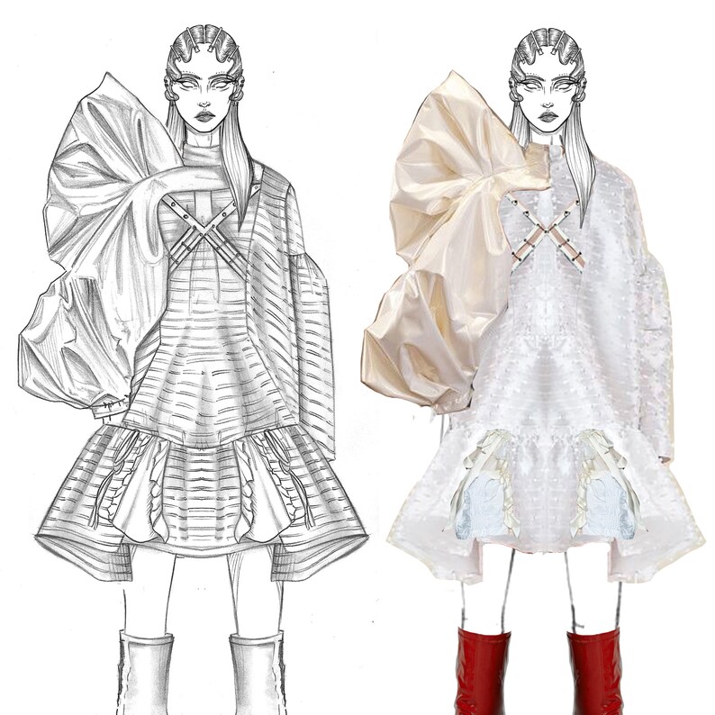 Fashion croquis template Front and back Straight pose Female - Etsy France