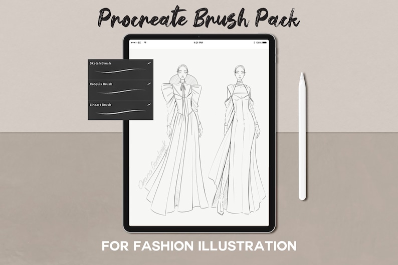 Procreate Fashion Sketch/illustration Brush Pack by Oxana Goralczyk Set ...