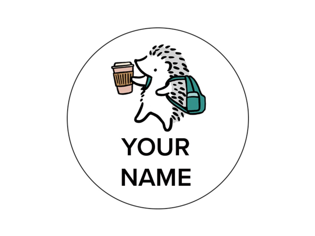 Custom Hedgehog School Supplies Sticker Labels round Personalized Name ...
