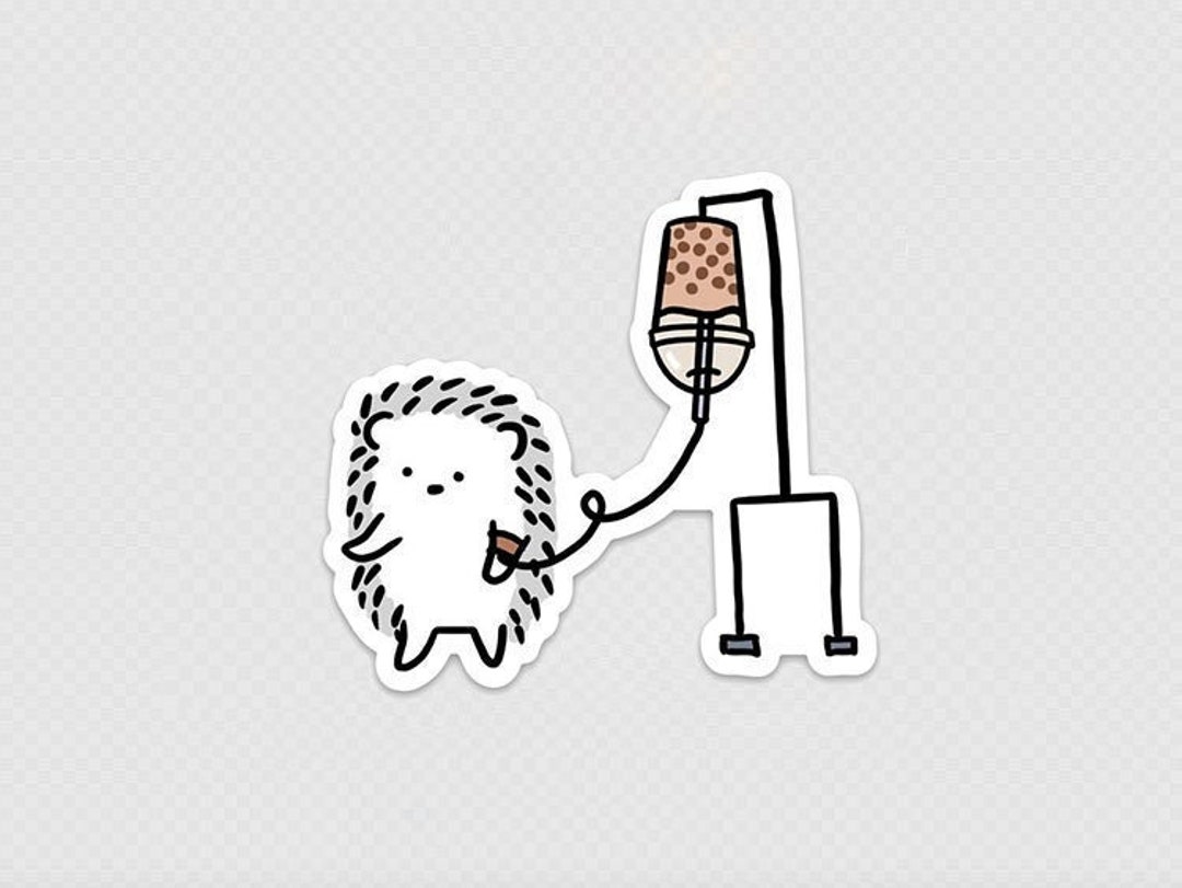 White Hedgehog Bubble Tea IV Sticker (matte) - Etsy