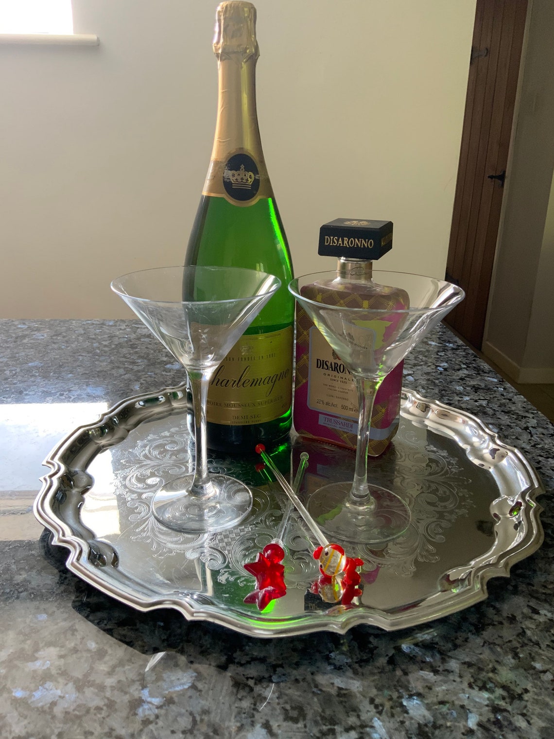 Pair Of Tall Cocktail Glasses With Conical Bowls Etsy
