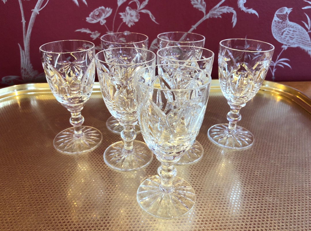 Vintage Set of Seven Cut Crystal Glass Wine or Sherry Glasses - Etsy UK