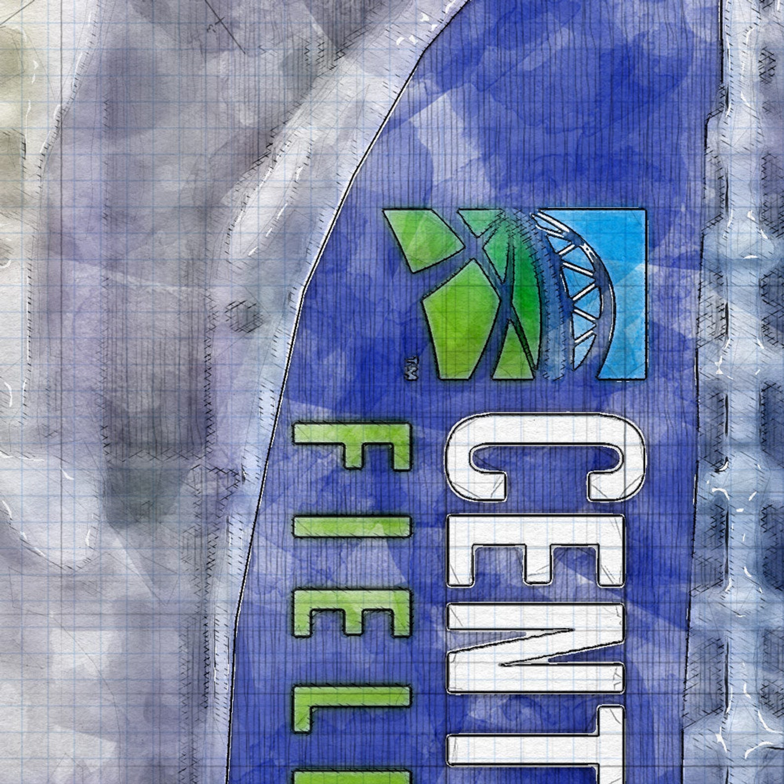 CenturyLink Field Aerial Map Canvas Print Seattle Seahawks | Etsy