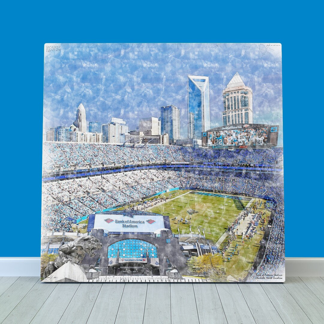 Bank of America Stadium Print / Canvas Wall Art, Artist Drawn Football ...
