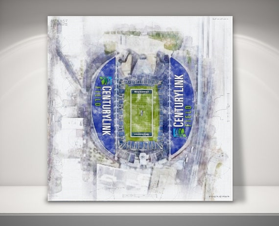 CenturyLink Field Aerial Map Canvas Print Seattle Seahawks | Etsy