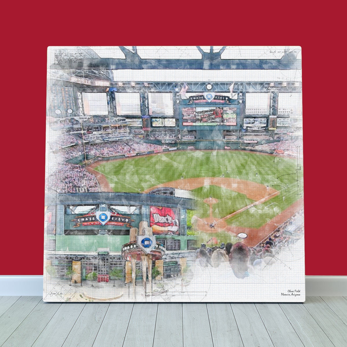 Chase Field Art Print: Arizona Diamondbacks Baseball Stadium Canvas - Etsy