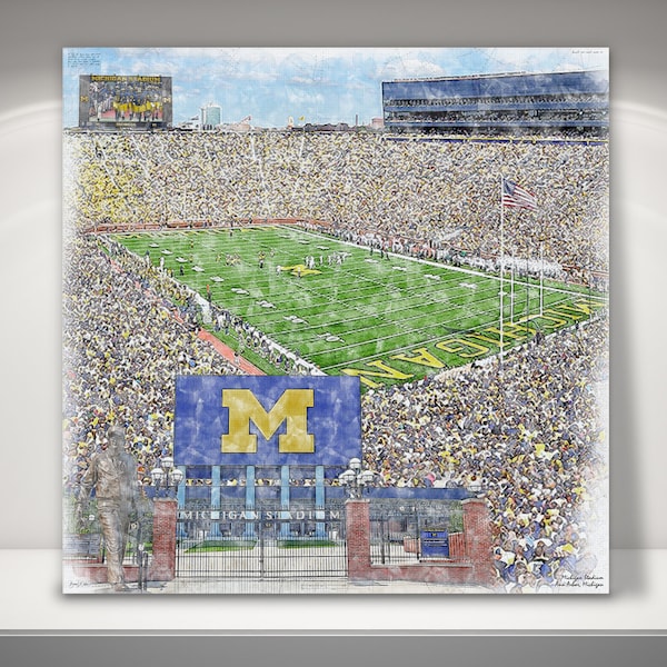 University of Michigan Football Stadium Canvas - Etsy