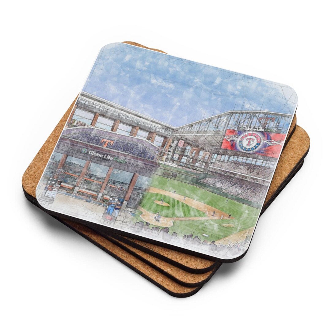 Globe Life Field • Texas Rangers Coasters Set of 4 • Baseball Gift ...