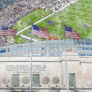 Soldier Field Print / Canvas Wall Art, Chicago Bears Football, Sports ...
