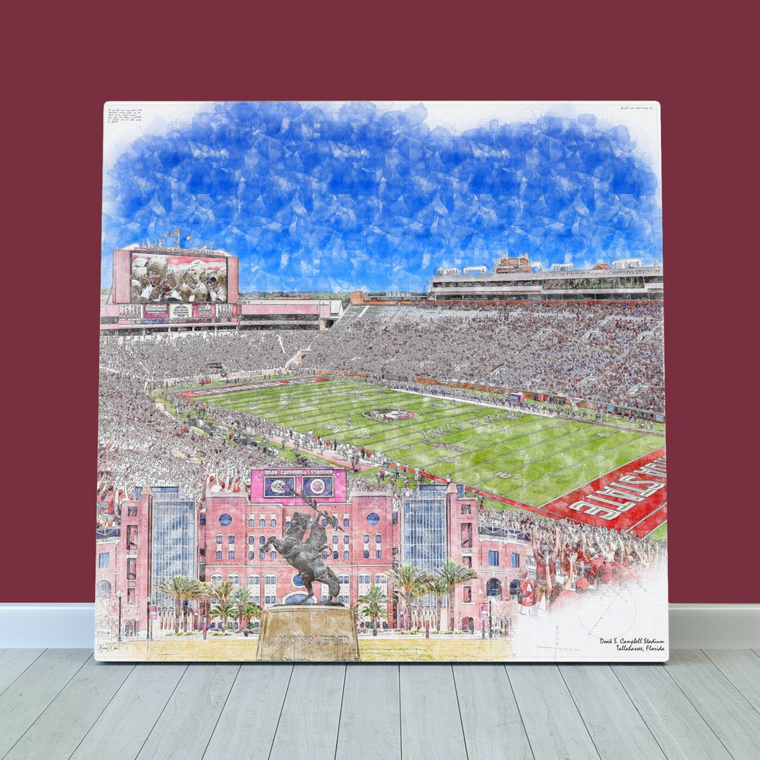 Doak S. Campbell Stadium Print, Artist Drawn College Football Stadium ...