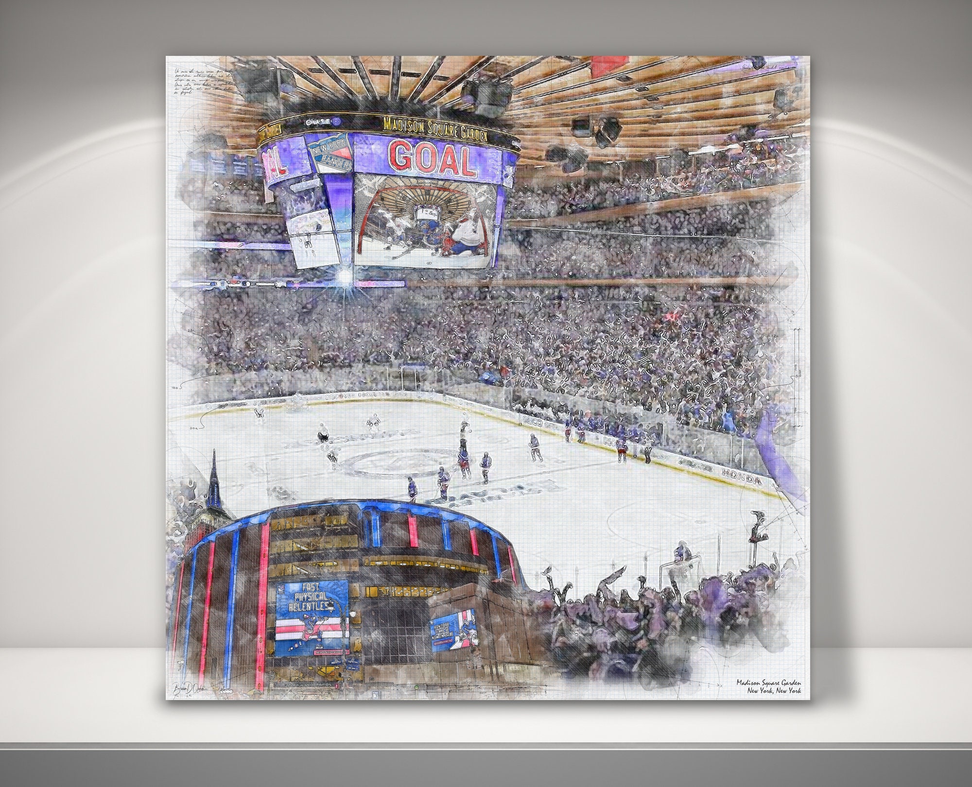 Madison Square Garden Print / Canvas Wall Art, New York Rangers Hockey ...