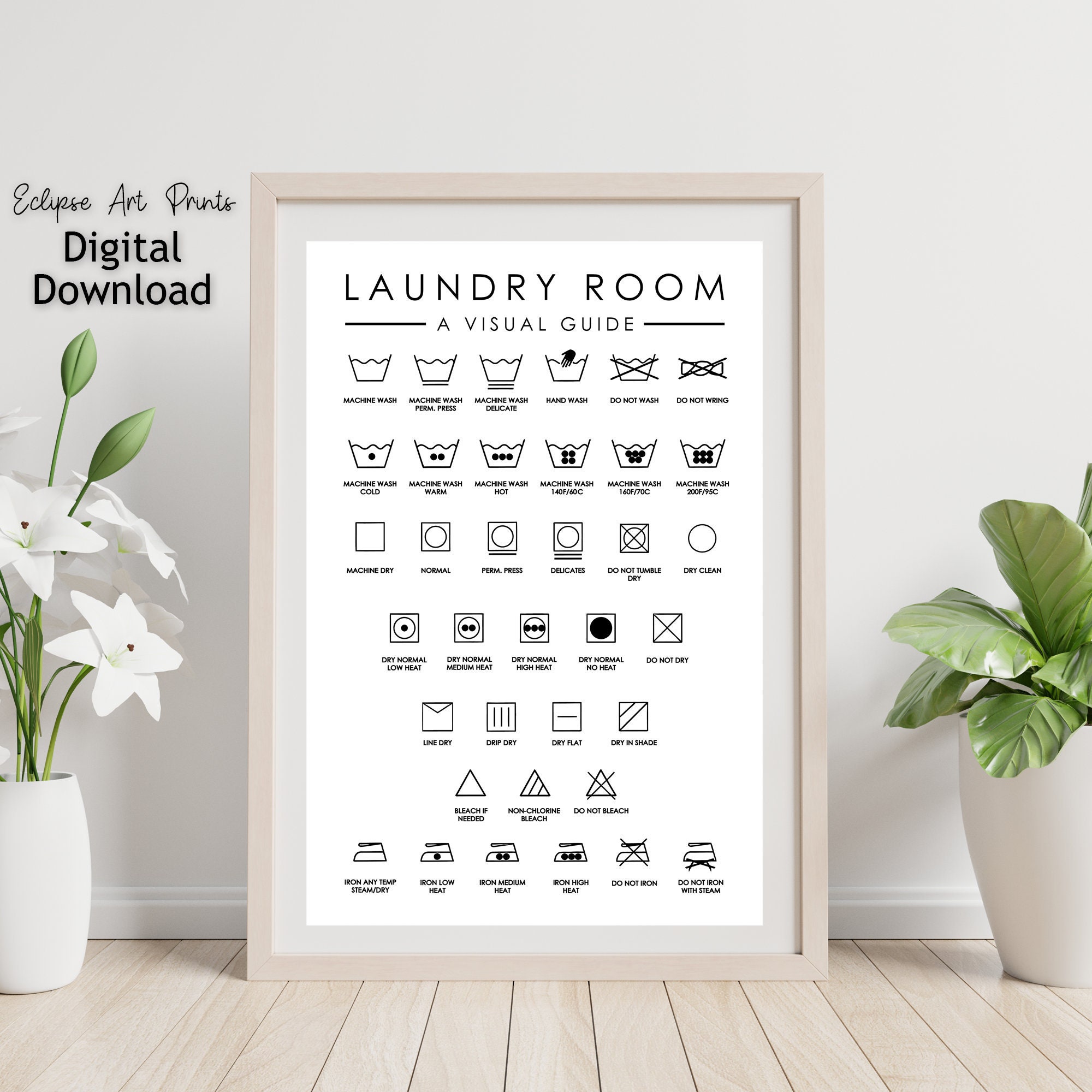 Laundry Room Visual Guide Poster Print Laundromat Art Decor Printable ...