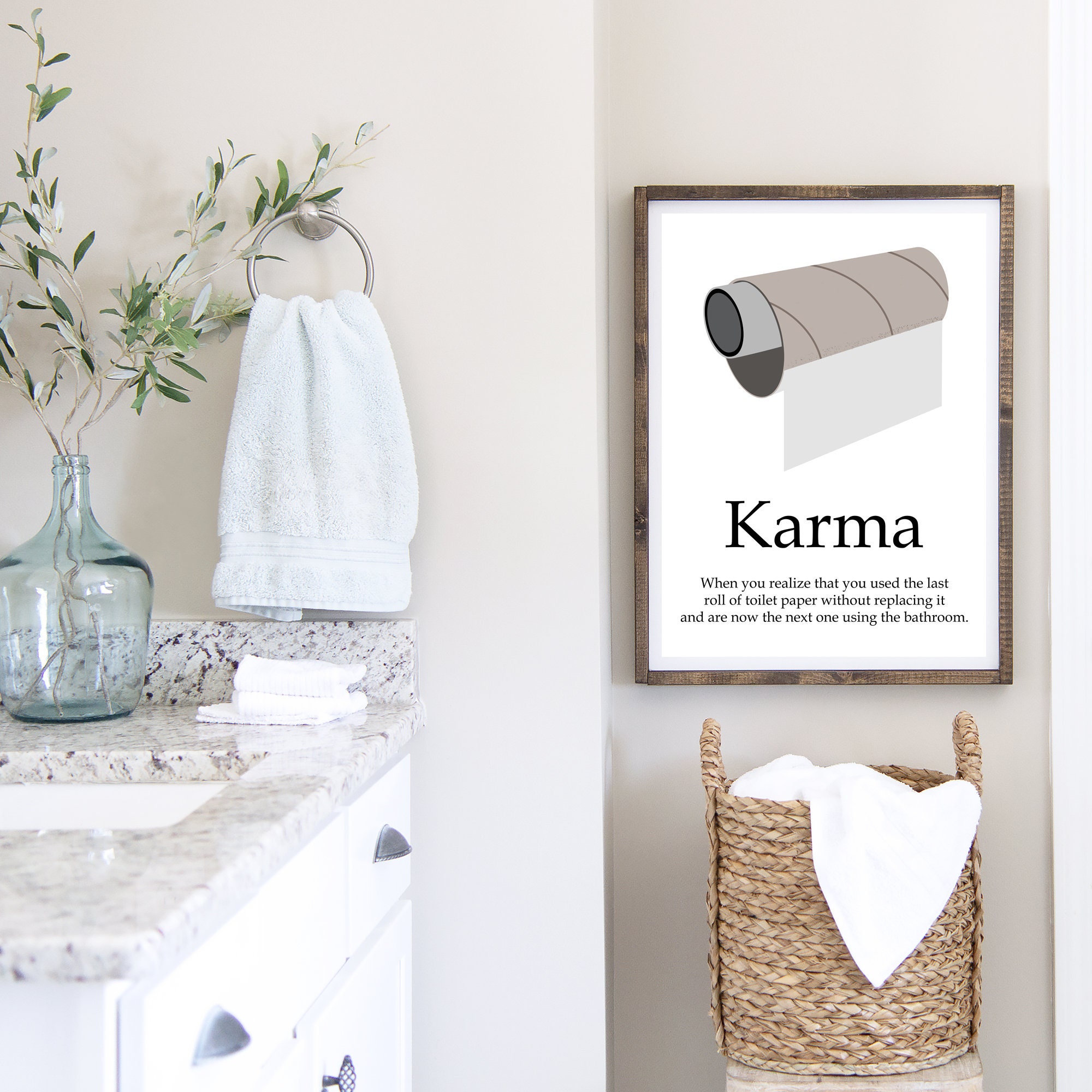 Karma Toilet Paper Print, Bathroom Poster, Bathroom Art, Bathroom Decor ...