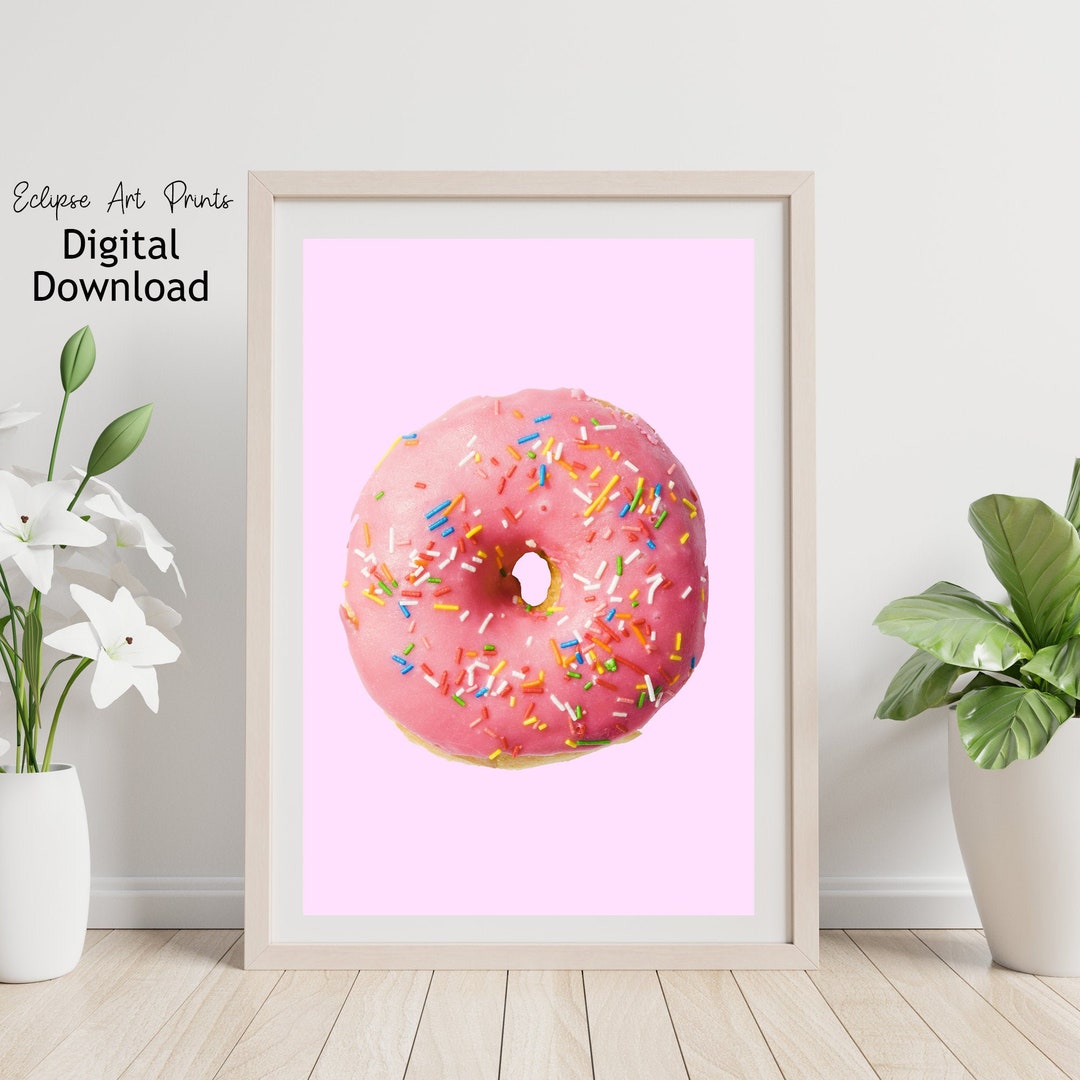 Pink Donut Poster Print • Nursery Art Decor • Printable Wall Art ...
