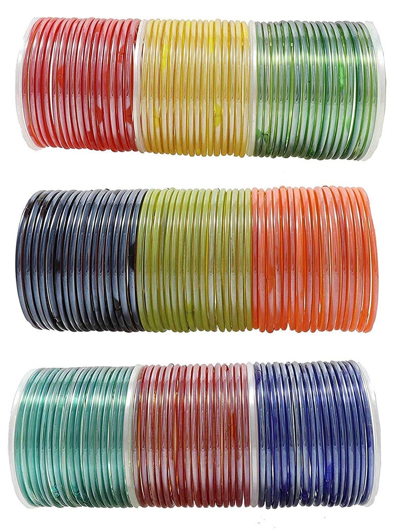 108 Bangles Multi Color Glass Bangles 12 Pieces Each Color of - Etsy