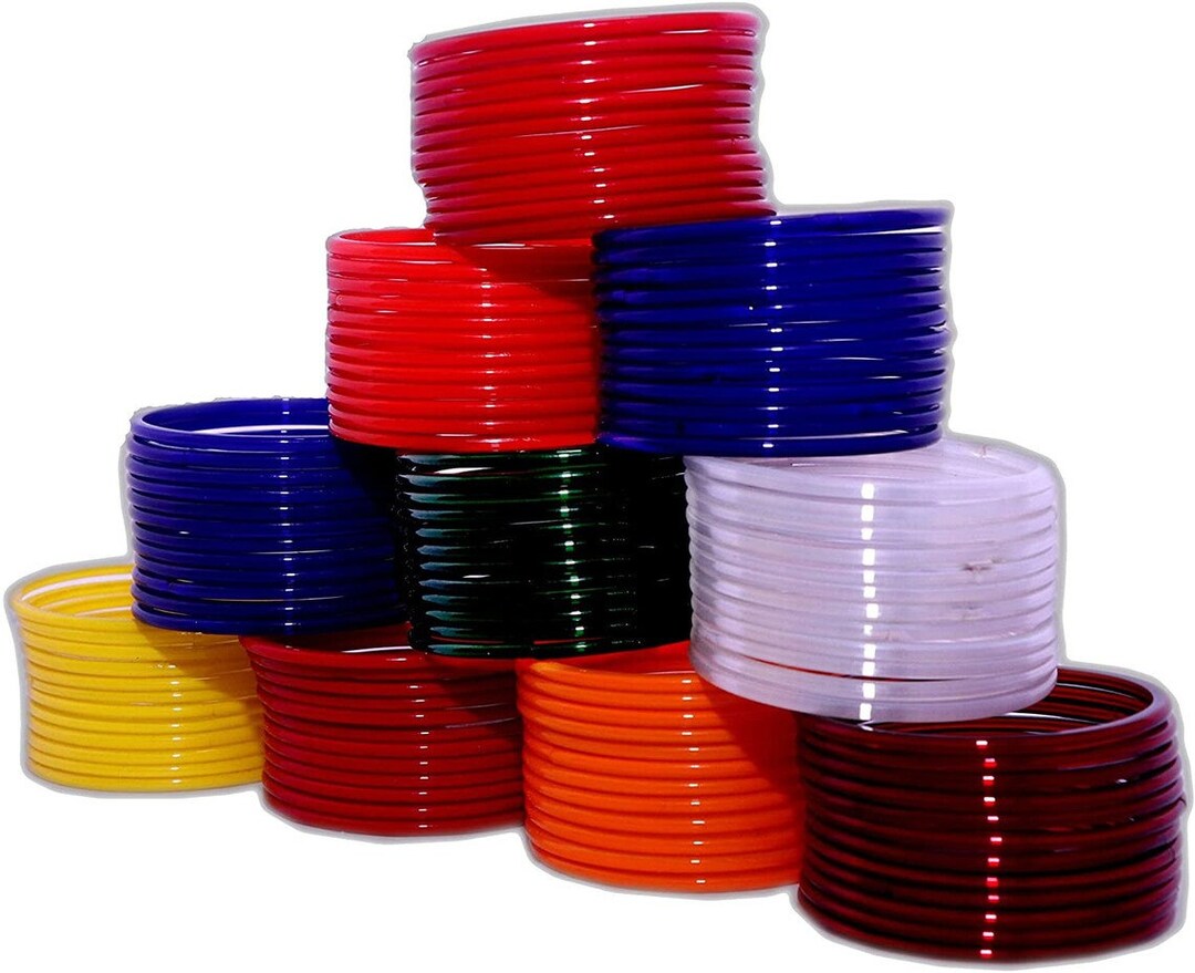 144 Bangles Multi Color Bangles 12 Pieces Each Color of 12 Color Plain ...