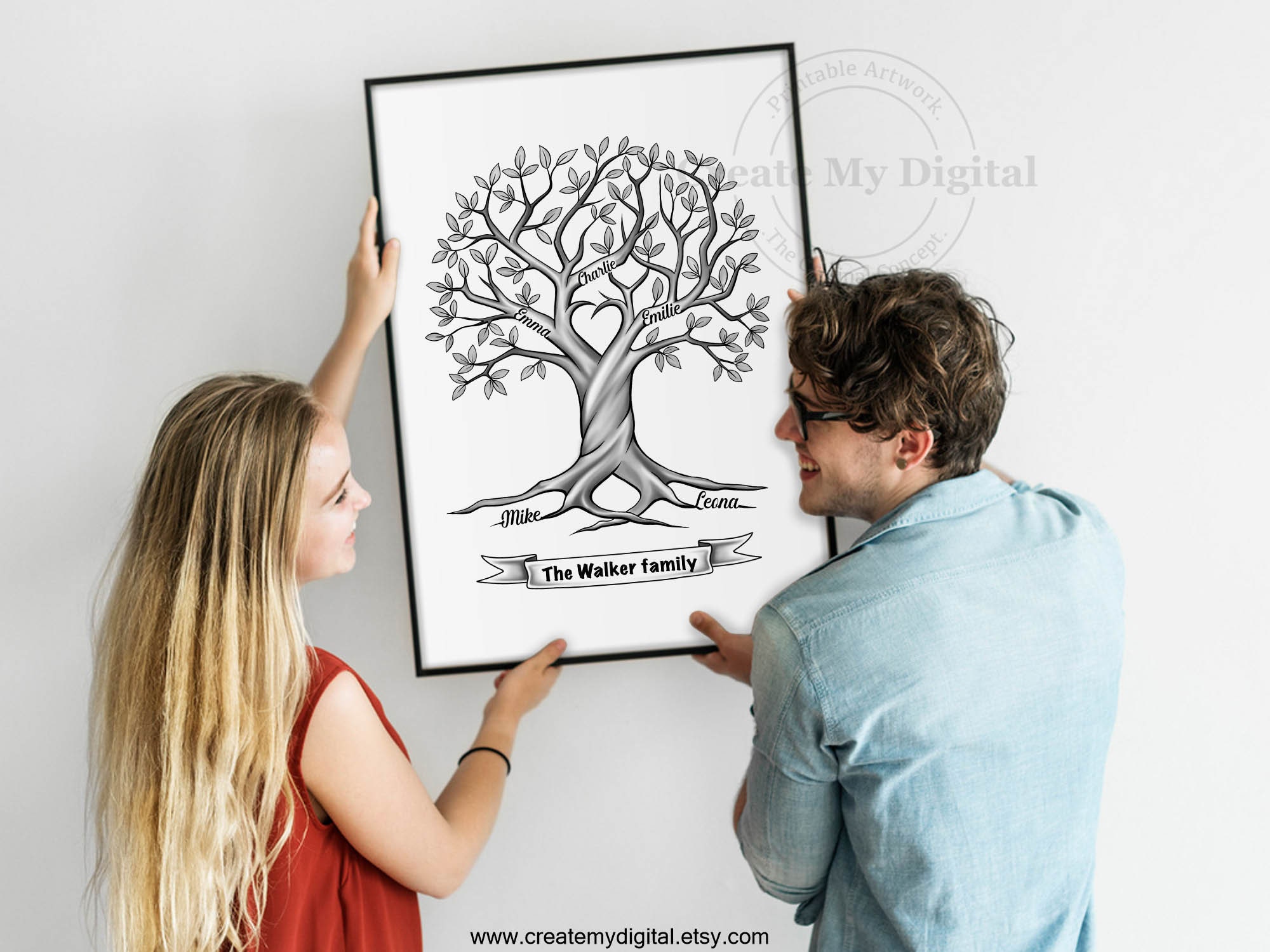 Custom Name Family Tree - Custom Family Tree Print - Family Tree With a ...