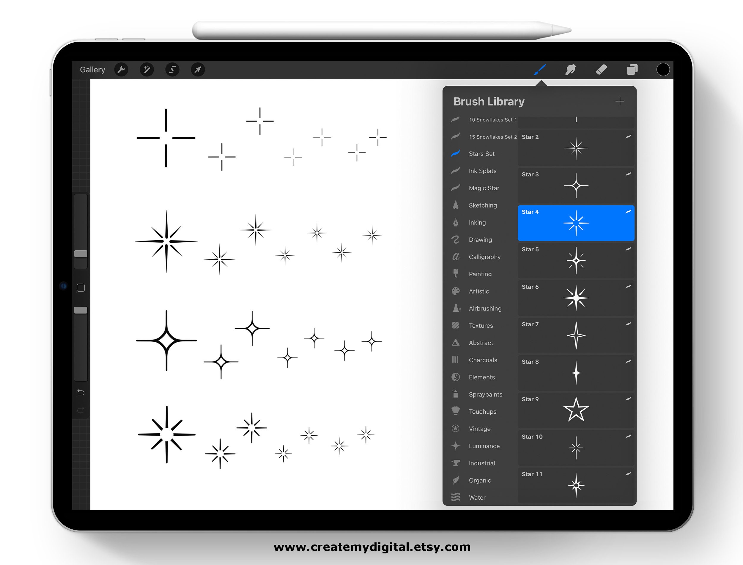 13 Unique Stars Stamp Brushes for Procreate - Procreate Brushes Stars ...